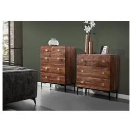 Kommode GUTMANN FACTORY, braun, B:90cm H:120cm T:42cm, Massivholz, Sideboards, Kommode