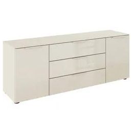 Kombikommode Rauch "Kommode T&uuml;rkommode Sideboard Kombikommode FLIPP mit Glasfront", beige (beige, glas beige (champagner)), B:160cm H:60cm T:42cm, Holzwerkstoff, Sideboards, Kombikommode, 2-t&uuml;rig, 3 Schubladen, Soft-Close-Funktion, Oberboden und Front Glas
