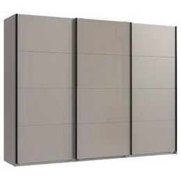 Kleiderschrank wimex "Tilburg, Metallgriffe, Made in Germany", grau (saharagrau, durchg&auml;ngige t&uuml;rfront glas saharagrau, absetzung grafit), B:270cm H:208cm T:65cm, Holzwerkstoff, Schr&auml;nke, Kleiderschrank, mit Schwebet&uuml;ren, jeweils 1 Glaselement, 180, 225 oder 270cm breit