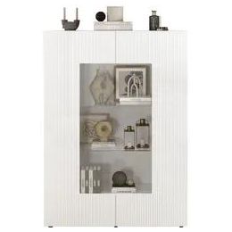 Vitrine Home Affaire "RIO, H&ouml;he 166 cm, Hochschrank mit 2 T&uuml;ren, Anrichte, Standvitrine", wei&szlig; hochglanz lack, front mit geriffelter struktur, B:121cm H:166cm T:42cm, FSC-zertifizierter Holzwerkstoff, Schr&auml;nke, Vitrine, Vitrinenschrank, geriffelte MDF-Fronten, modern, elegant, ger&auml;umig