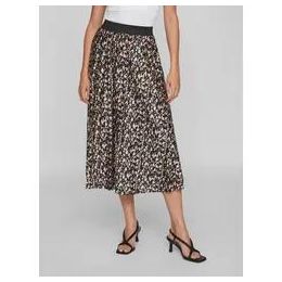 Plisseerock Vila "VINITBAN PRINT SKIRT - NOOS", Damen, Gr. M (38), schwarz (schwarz aop:hazel), Web, Obermaterial: 96% Polyester, 4% Elasthan, bedruckt, regular fit wadenlang, R&ouml;cke