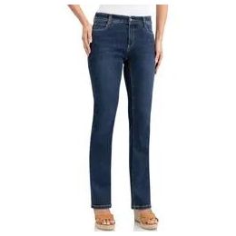 Bootcut-Jeans WONDERJEANS, Damen, Gr. 36, L&auml;nge 32, blau (authentic blau), Denim/Jeans, Obermaterial: 74% Baumwolle, 14% Polyurethan, 8% Polyester, 4% Elasthan, figurbetont lang, Jeans, Figurbetonte Form mit leicht ausgestelltem Bein