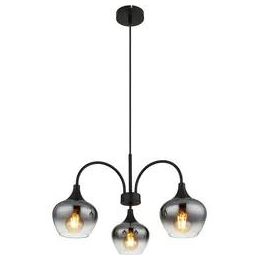 Globo LIGHTING H&auml;ngeleuchte "MAXY", schwarz, 3, &Oslash; 15cm H: 120cm, 1 Stk., Leuchten, H&auml;ngelampe/Pendelleuchte/Glas rauchfarben/H&ouml;he k&uuml;rzbar/Esstisch, H&auml;ngeleuchte