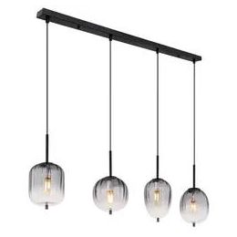 Globo LIGHTING H&auml;ngeleuchte "ATTILA", schwarz, 4, H: 120cm, 1 Stk., Leuchten, H&auml;ngelampe/Pendelleuchte/verschiedene Gl&auml;ser/Glas rauchfarben, H&auml;ngeleuchte