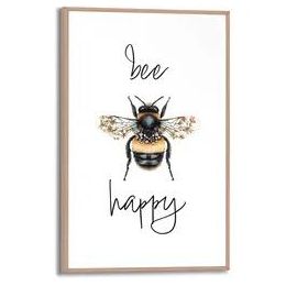 Poster Reinders "Bee Happy", gelb (farbe bild(er): gelb), B:20cm H:30cm T:1,6cm, Bilder, Poster, K&uuml;che - Gelb - MDF - Tiere - 20x30 cm