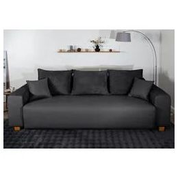 Schlafsofa Collection AB "Yves, B: 243 cm, Liegefl. 142x194 cm", grau (anthrazit, anthrazit), B:243cm T:94cm, 100% Polyester, Sofas, Schlafsofa, Bettfunktion, Bettkasten & 2 Zierkissen, Federkern