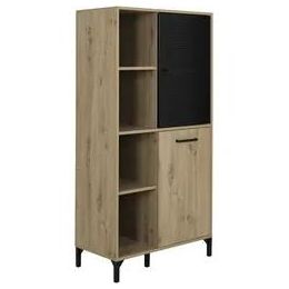 Hochschrank GAMI "CRAFT", braun (artisan eiche nachbildung), B:78cm H:155cm T:41cm, Holzwerkstoff, Schr&auml;nke, Hochschrank, Hochchrank mit 2 T&uuml;ren und 4 offenen F&auml;chern