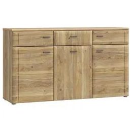 Sideboard FORTE "Akinori", braun (mauvella eiche), B:149,8cm H:85,6cm T:41,8cm, Spanplatte, Sideboards, Sideboard, Sideboard, Holzoptik, MDF Front, Metallgriffe, Soft Close, Vollauszug