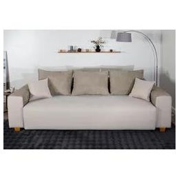 Schlafsofa Collection AB "Yves, B: 243 cm, Liegefl. 142x194 cm", beige (taupe, hellgrau), B:243cm T:94cm, 100% Polyester, Sofas, Schlafsofa, Bettfunktion, Bettkasten & 2 Zierkissen, Federkern