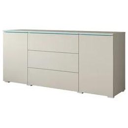 Sideboard Home Affaire "VERA, grifflos", beige (kaschmir), B:150cm H:67,9cm T:39,5cm, Sideboards, Sideboard, verstellbare Einlegeb&ouml;den, Wahlweise mit oder ohne Beleuchtung