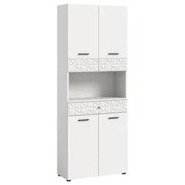 Hochschrank Welltime "VICENZA, TOPSELLER, H&ouml;he 187cm, mit Schubkasten & Ornamentabsetzung", wei&szlig;, B:70cm H:187cm T:34cm, FSC-zertifizierter Holzwerkstoff, MDF, Schr&auml;nke, Hochschrank, Mehrzweckschrank, Universalschrank, Badschrank, Badhochschrank