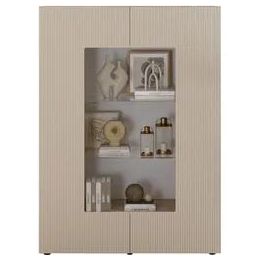 Vitrine Home Affaire "RIO, H&ouml;he 166 cm, Hochschrank mit 2 T&uuml;ren, Anrichte, Standvitrine", cashmere, front mit geriffelter struktur, B:121cm H:166cm T:42cm, FSC-zertifizierter Holzwerkstoff, Schr&auml;nke, Vitrine, Vitrinenschrank, geriffelte MDF-Fronten, modern, elegant, ger&auml;umig