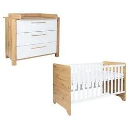 Babym&ouml;bel-Set Arthur Berndt "Babyzimmer Set &raquo;Marlon&laquo; 2-teilig", wei&szlig; (natur), ohne Matratze, B/H: 70cm x 140cm, Hartfaserplatte, Holzwerkstoff, MDF, Massivholz, Schlafzimmerm&ouml;bel-Sets