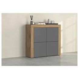 Highboard OTTO HOME "CHRONOS Breite 140 cm mit 4 T&uuml;ren und 8 F&auml;cher 'Made in Italy'", grau (anthrazit matt, eiche wotan), B:140cm H:130cm T:40cm, FSC-zertifizierter Holzwerkstoff, Sideboards, Highboard, Hohes Sideboard, Kommode, Schrank, Grifflos mit Push to Open