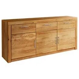 Sideboard VOGL M&Ouml;BELFABRIK "Toronto", braun (wildeiche teilmassiv, 3 schubladen), B:182cm H:82cm T:42cm, Holz teilmassiv, Melamin, Sideboards, Sideboard