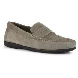 Mokassin Geox "U ASCANIO C", Herren, Gr. 46, grau, Veloursleder, unifarben, Schuhe Mokassin, Loafer, Pennyloafer, Slipper zum bequemen Schlupfen