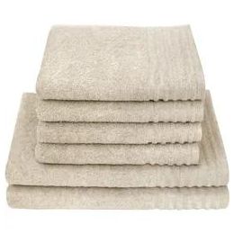 Handtuch Set Dyckhoff "Deep Harmony Energy", beige (natur), 6 tlg., Frottier, Frottier, Obermaterial: 85% Baumwolle, 15% Hanf, Handtuch-Sets, 15% Hanf; 4 Handt&uuml;cher (50x100cm), 2 Duscht&uuml;cher (70x140cm)