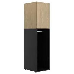 Kleiderschrank GAMI "NAEL", schwarz (rookwood eiche nachbildung, schwarz), B:50cm H:200cm T:60cm, Holzwerkstoff, Schr&auml;nke, Kleiderschrank, Schrank 1 T&uuml;r
