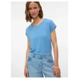 V&eacute;ro Moda Rundhalsshirt VERO MODA "VMAVA PLAIN SS TOP GAJRS NOOS", Damen, Gr. XL, blau (allure), Jersey, Obermaterial: 95% Lyocell, 5% Elasthan, unifarben, regular fit normal, Rundhals, Shirts Rundhalsshirt, Materialmix, regular fit