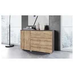 Sideboard OTTO HOME "PARIS", grau (matera anthrazit, kastatnien breslau), B:111cm H:68cm T:39cm, Sideboards, Sideboard, Moderne 110cm breite grifflose Kommode, vielseitig einsetzbar