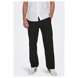 Only & Sons Schlupfhose ONLY & SONS "ONSSINUS LOOSE 0007 COT LIN PANT NOOS", Herren, Gr. S, N-Gr, schwarz, Web, Obermaterial: 75% Baumwolle, 25% Leinen, unifarben, loose fit kn&ouml;chellang, Hosen Schlupfhose, Baumwolle mit Leinen, locker geschnitten