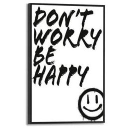 Poster Reinders "Don't Worry", schwarz-wei&szlig; (farbe bild(er): schwarz, wei&szlig;), B:20cm H:30cm T:1,6cm, Bilder, Poster, Toilette - Be Happy - Schwarz-Wei&szlig; - MDF - Spr&uuml;che - 20x30 cm
