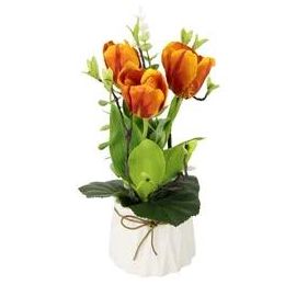 Kunstblume I.GE.A. "Tulpen", orange, B:20cm H:32cm L:18cm, Kunstpflanzen, Im Topf aus Keramik Gesteck K&uuml;nstliche Fr&uuml;hlingsblume