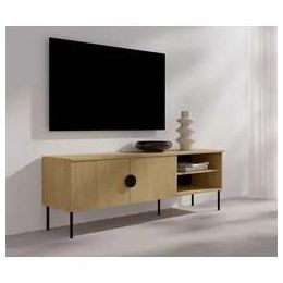 Lowboard Home Affaire "BELLOT TV-Schrank mit 2 T&uuml;ren, Ma&szlig;e B/T/H: 160/40/53,6 cm", beige (natur), B:160cm H:53,6cm T:40cm, Melamin, Sideboards, Lowboard, in baltischer Eichenfarbe, mit holz&auml;hnlicher Struktur
