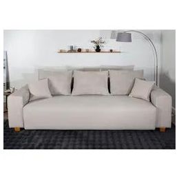 Schlafsofa Collection AB "Yves, B: 243 cm, Liegefl. 142x194 cm", beige (beige, hellgrau), B:243cm T:94cm, 100% Polyester, Sofas, Schlafsofa, Bettfunktion, Bettkasten & 2 Zierkissen, Federkern