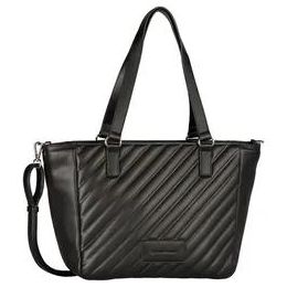 Shopper Tom Tailor "Mirela", Damen, Gr. B/H/T: 44cm x 26,5cm x 15cm, schwarz, Polyurethan, Taschen Shopper, weich wattiert und elegant in trendigen Formaten
