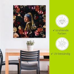 Wandbild Artland, B:100cm H:100cm, bunt, Alu Dibond, Wohnzimmer, Bilder, "M&auml;dchen mit den Perlenohrring Adaption", als Alubild, Leinwandbild, Poster,