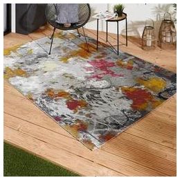 Teppich ANDIAMO "Portland", bunt (grau, multi), B:80cm H:3mm L:150cm, Obermaterial: 75% Polypropylen, 25% Polyester, Teppiche, Teppich, modernes Design, In- und Outdoor geeignet, Balkon, Terrasse