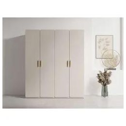 Kleiderschrank Home Affaire "CLAREI mit 2 Einlegeb&ouml;den, 2 Kleiderstangen, Ma&szlig;e B/H/T 179/210/60,5cm", beige (creme), B:179cm H:210cm T:60,5cm, Melamin, Schr&auml;nke, Kleiderschrank, Garderobe mit 4 Dreht&uuml;ren und goldenen Kunststoffgriffen