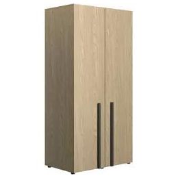Kleiderschrank GAMI "NAEL", schwarz (rookwood eiche nachbildung, schwarz), B:99cm H:200cm T:60cm, Holzwerkstoff, Schr&auml;nke, Kleiderschrank, Schrank 2 T&uuml;ren
