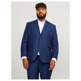 Jack & Jones PlusSize Sakko "JPRSOLARIS BLAZER NOOS PLS", Herren, Gr. 62, blau (medieval blau), Web, Obermaterial: 59% Polyester, 24% Wolle, 16% Viskose, 1% Elasthan, JACK & JONES PLUSSIZE, unifarben, slim fit, Sakkos Sakko