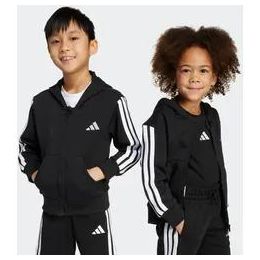 Sweatjacke Adidas SPORTSWEAR "ESSENTIALS KIDS", M&auml;dchen, Gr. 116, schwarz-wei&szlig; (schwarz, wei&szlig;), Obermaterial: 70% Baumwolle, 30% Polyester, normal, angesetztes B&uuml;ndchen, Sweatjacken Sweatjacke