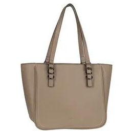 Shopper Gabor "Galinna", Damen, Gr. B/H/T: 41cm x 27,5cm x 13,5cm, beige (natur), Polyurethan, Taschen Shopper, weiches Lederimitat mit Metalldetails und Kontrastn&auml;hten