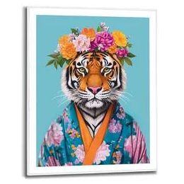 Poster Reinders "Flower Tiger", bunt (farbe bild(er): mehrfarbig), B:40cm H:50cm T:1,6cm, Bilder, Poster, Hobbyraum - Blumen - Kimono - Mehrfarbig - MDF - Tiere - 40x50 cm