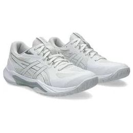 Hallenschuh asics "GEL-TACTIC 13", Damen, Gr. 41,5, wei&szlig; (wei&szlig;, pure silber), Synthetik, Schuhe Hallenschuh