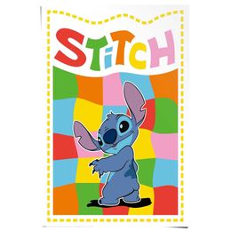 Poster Reinders, B:61cm H:91,5cm T:0,1cm, blau, Kinderzimmer, Bilder, "Stitch - chequered Stitch", Kinderzimmer - Blau - 150 gr. Papier - Cartoons