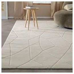 Teppich Wecon Home "Unplugged, auch in quadratischer Form", beige (creme wei&szlig;), B:80cm H:10mm L:150cm, Polypropylen, Teppiche, Teppich, Kurzflor, Hoch Tief Struktur, gewebt, Wohnzimmer, Schlafzimmer, modern