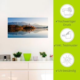 Wandbild Artland, B:100cm H:50cmfarbe bild(er): blau, Vinyl, Wohnzimmer, Bilder, "Herbst am Bleder See Slowenien", als Alubild, Leinwandbild, Poster,