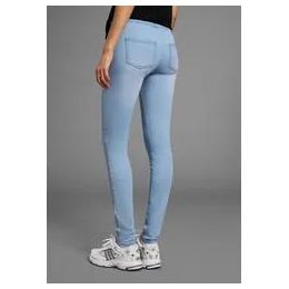Jeansjeggings Arizona, Damen, Gr. 46, N-Gr, blau (bleached), Denim/Jeans, Obermaterial: 63% Baumwolle, 32% Polyester, 5% Elasthan, unifarben, Basic, skinny fit normal, Jeans, skinny