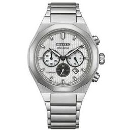 Chronograph Citizen, silber (titansilberfarben, wei&szlig;), Armbanduhren, Damen, Chronograph, Armbanduhr, Solar, Titan, Herrenuhr, analog, Tag, Stoppfunktion