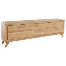 Lowboard VOGL M&Ouml;BELFABRIK "1237", braun (eiche), B:211cm H:55cm T:42cm, Holzwerkstoff, Massivholz, Sideboards, Lowboard, Massivholzfront, Breite ca. 211 cm, mit Softclose Funktion