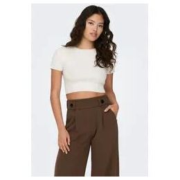 Jacqueline de Yong Kurzarmpullover JDY "JDYCIRKELINE S/S CROP TOP KNT NOOS", Damen, Gr. S, wei&szlig; (cloud dancer), Strick, Obermaterial: 80% Viskose, 20% Nylon, unifarben, Rundhals, Pullover