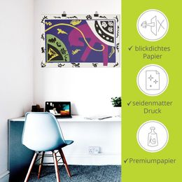 Wandbild Artland, B:90cm H:60cm, bunt, Papier, Wohnzimmer, Bilder, "Pferd, Kunstreiterin und Clown. 1947", als Alubild, Leinwandbild, Poster,