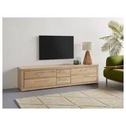 Lowboard VOGL M&Ouml;BELFABRIK "1237", braun (eiche), B:211cm H:42cm T:42cm, Holzwerkstoff, Massivholz, Sideboards, Lowboard, Massivholzfront, Breite ca. 211 cm, mit Softclose Funktion