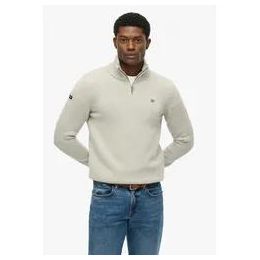 Strickpullover Superdry "COTTON KNIT HENLEY", Herren, Gr. XL, grau (grau marl), Strick, Obermaterial: 100% Baumwolle, meliert, slim fit h&uuml;ftlang, Rundhals, Rippb&uuml;ndchen, Pullover Strickpullover