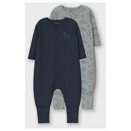Schlafanzug name it "NBMNIGHTSUIT 2P ZIP FF GREY DINO NOOS", Jungen, Gr. 50, grau (grau melange), Jersey, Obermaterial: 100% Baumwolle, bedruckt, meliert, unifarben, regular fit kn&ouml;chellang, Rundhals, abgesteppte Kante, Homewear-Sets Schlafanzug, mit tollen Dino-Motiven